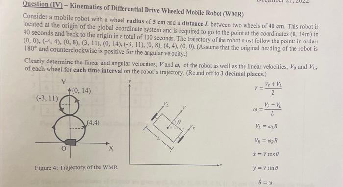 Solved Question (IV) - Kinematics of Differential Drive | Chegg.com