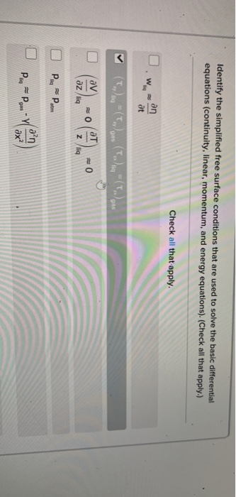 Solved Identify the simplified free surface conditions that | Chegg.com