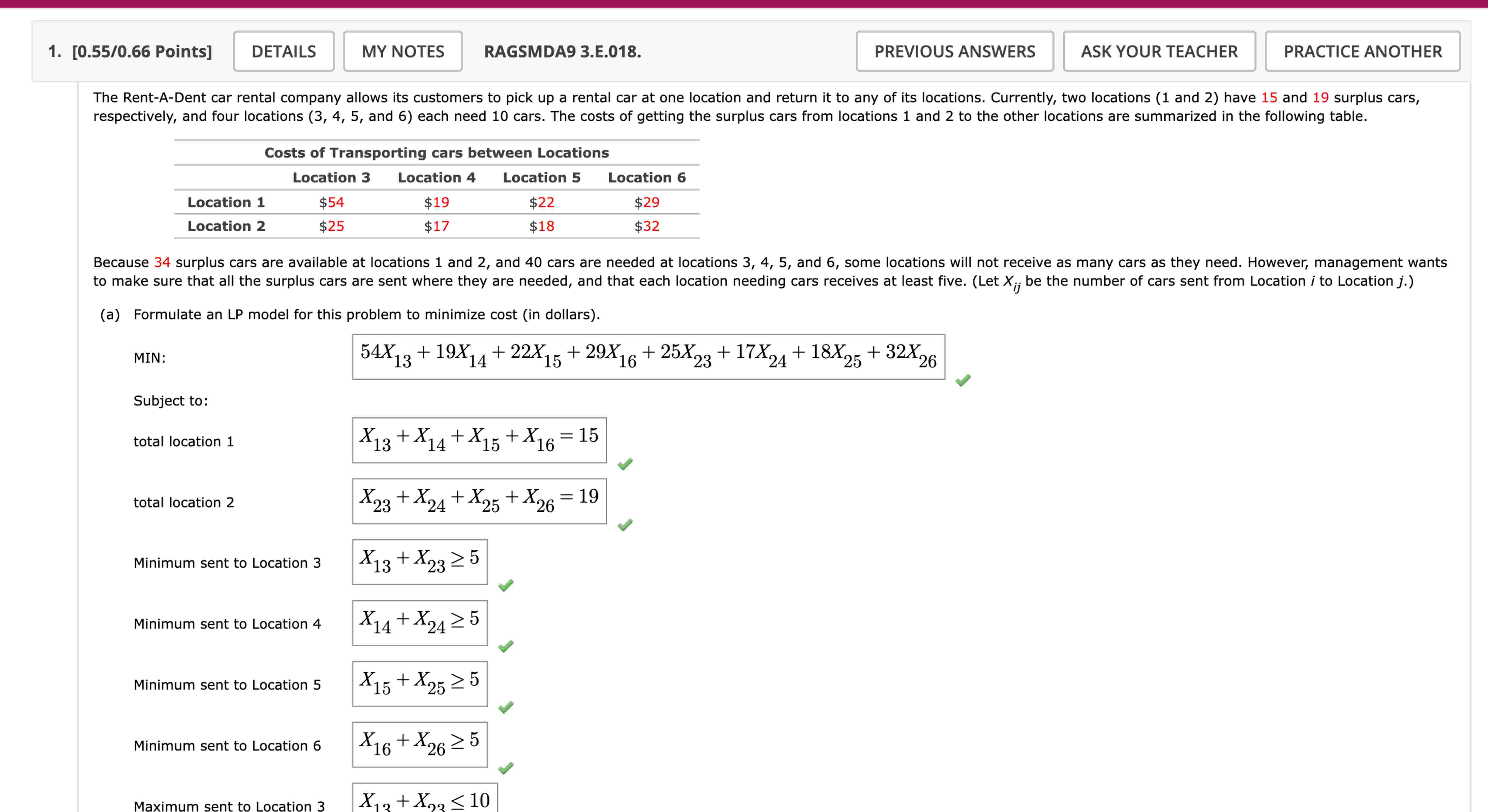 Solved 3,4,5, ﻿and 6 xij be ﻿the number of ﻿cars sent from | Chegg.com