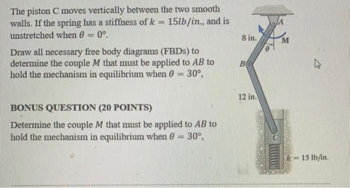 Solved The piston C moves vertically between the two smooth | Chegg.com