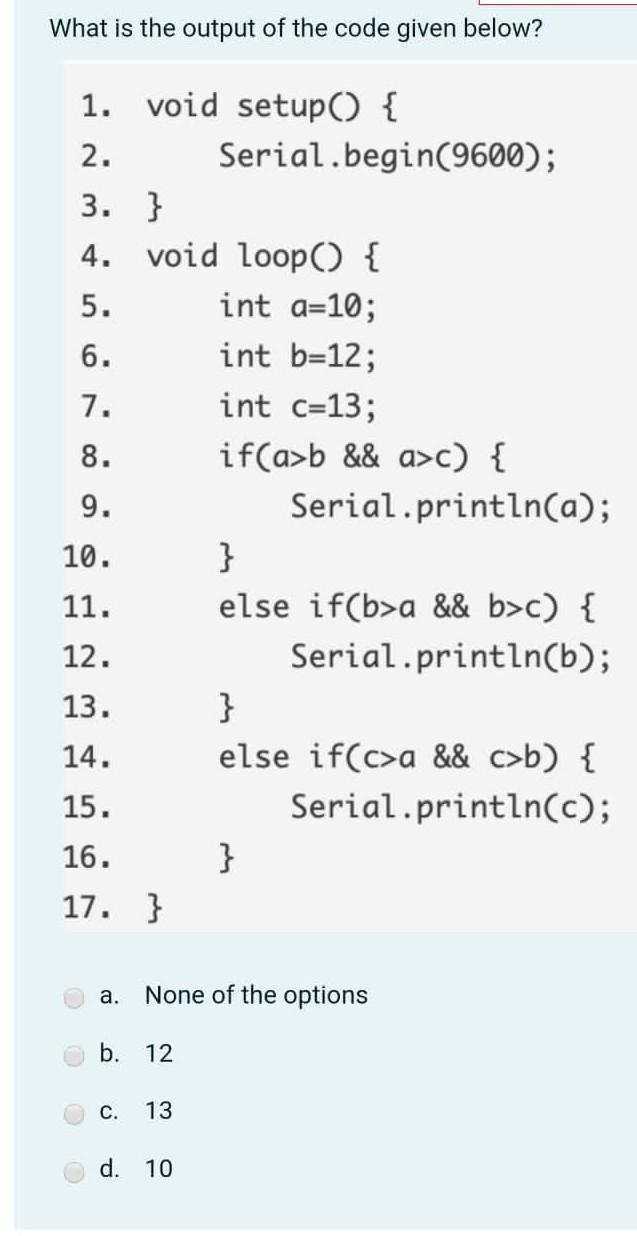 Solved What is the output of the code given below? 1. void | Chegg.com