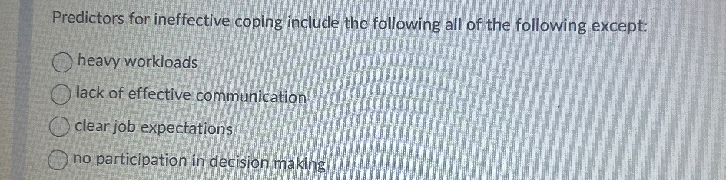 Solved Predictors for ineffective coping include the | Chegg.com
