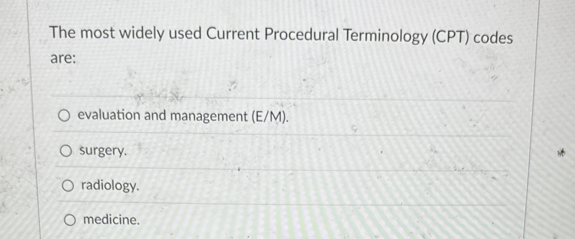 Solved The most widely used Current Procedural Terminology | Chegg.com
