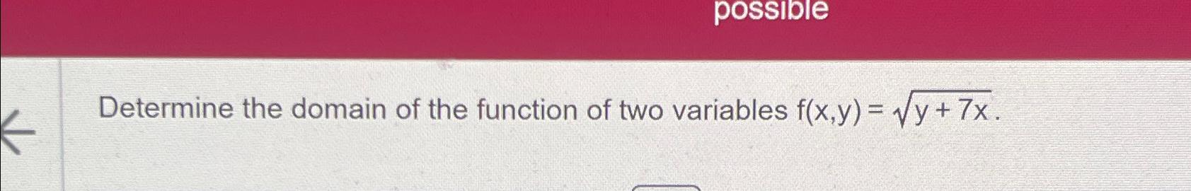 Solved Determine the domain of the function of two variables | Chegg.com