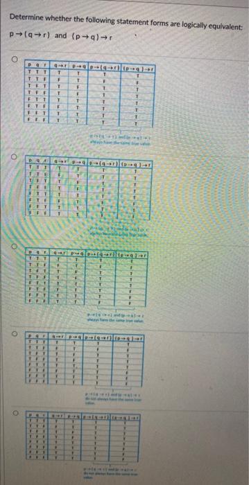 Solved Determine whether the following statement forms are | Chegg.com
