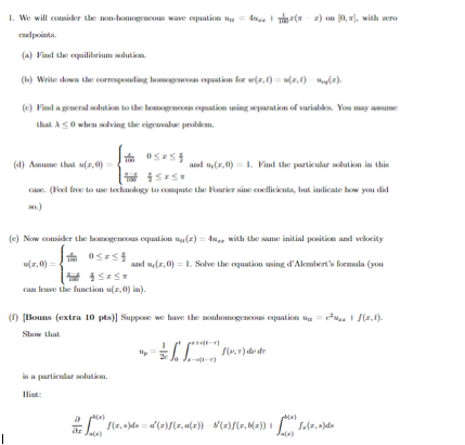 Solved 1. ﻿We will consider the non-homogeneous wave | Chegg.com