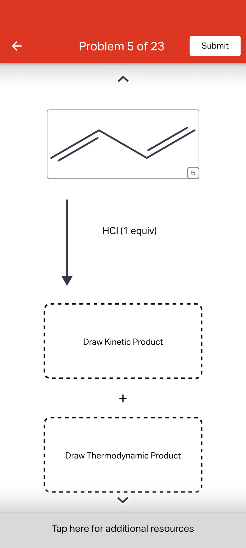 HCl (1 ﻿equiv)Draw Kinetic Product\[+\]Draw | Chegg.com