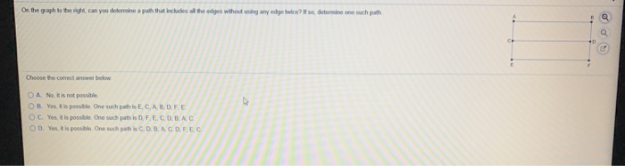 Solved On the graph to the right can you determina a path | Chegg.com