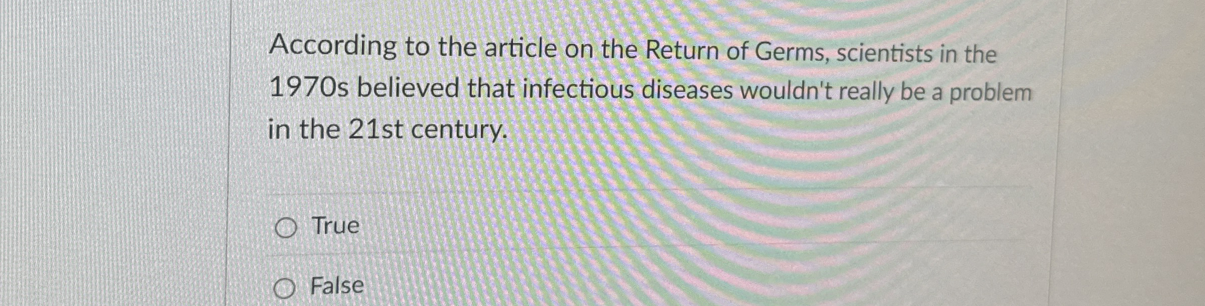 Solved According to the article on the Return of Germs, | Chegg.com