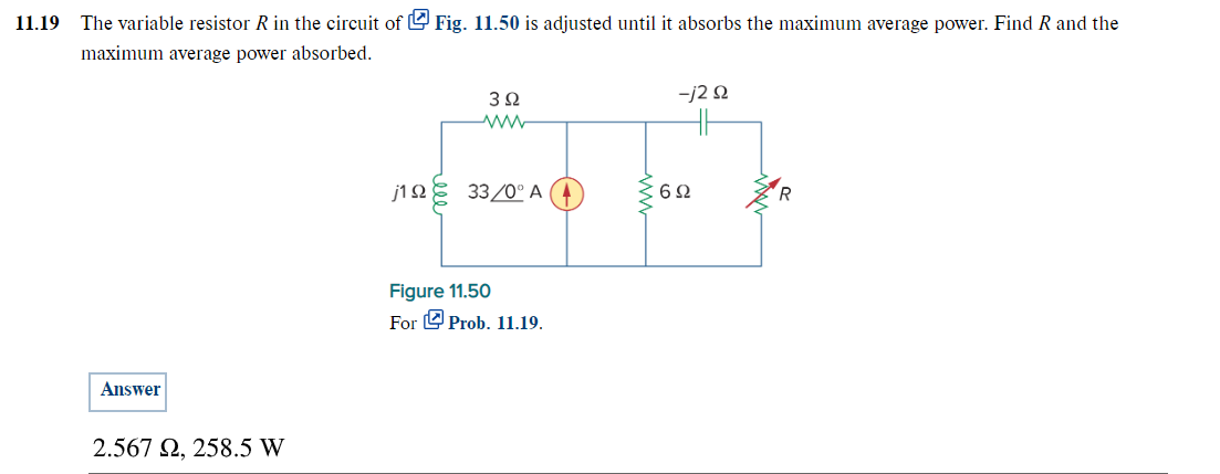 Solved 11.19 ﻿The variable resistor R ﻿in the circuit of | Chegg.com