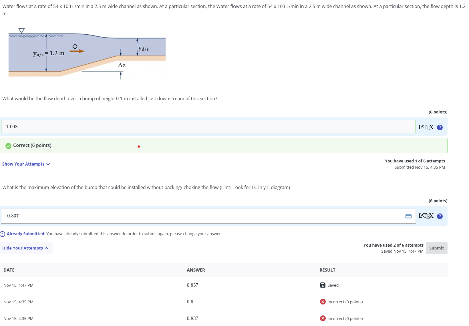 Solved by an EXPERT Water flows at a rate of \( 54 \times | Chegg.com