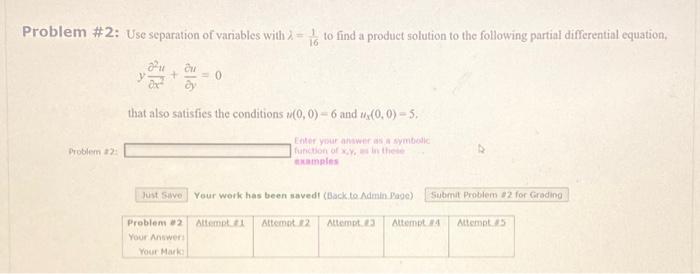 Solved Problem \#2: Use separation of variables with λ=161 | Chegg.com