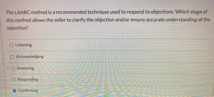 Solved The LAARC method is a recommended technique used to | Chegg.com
