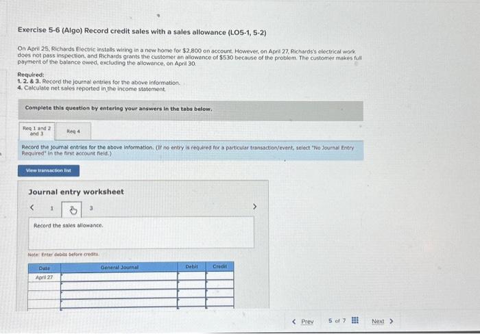 Solved Exercise 5-6 (Algo) Record credit sales with a sales | Chegg.com