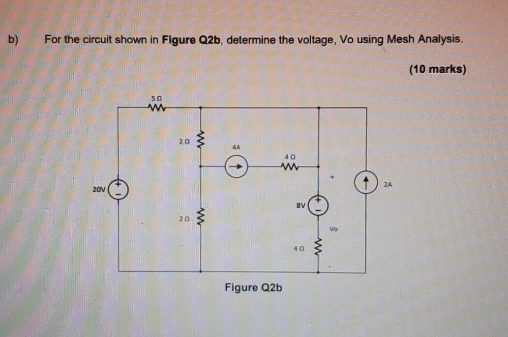 Solved b) For the circuit shown in Figure Q2b, determine the | Chegg.com