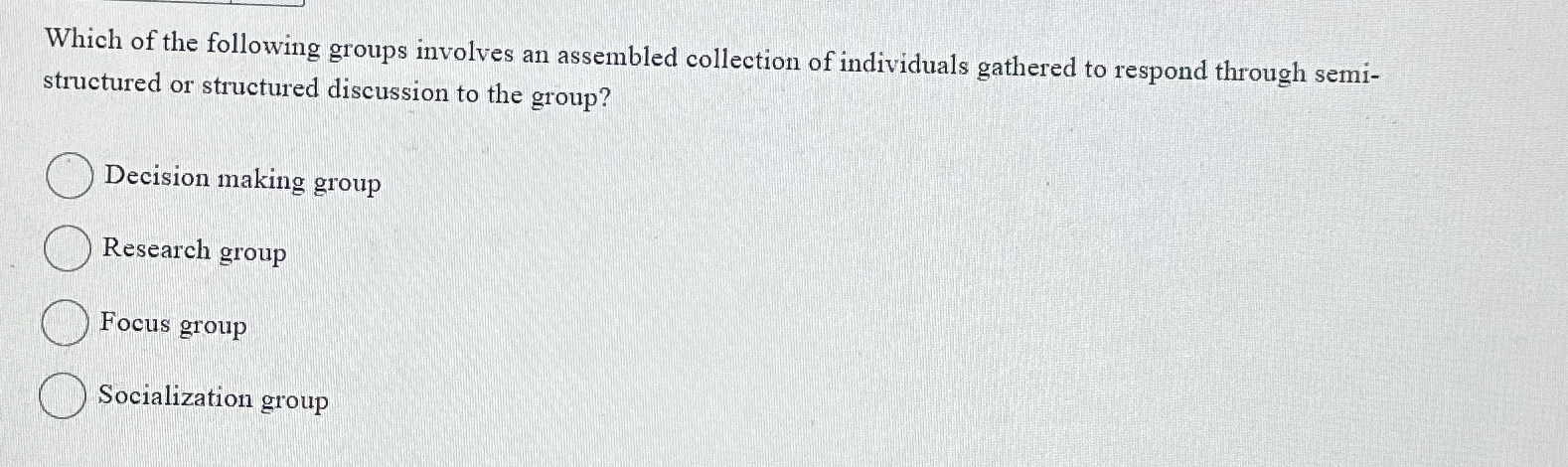 Solved Which of the following groups involves an assembled | Chegg.com