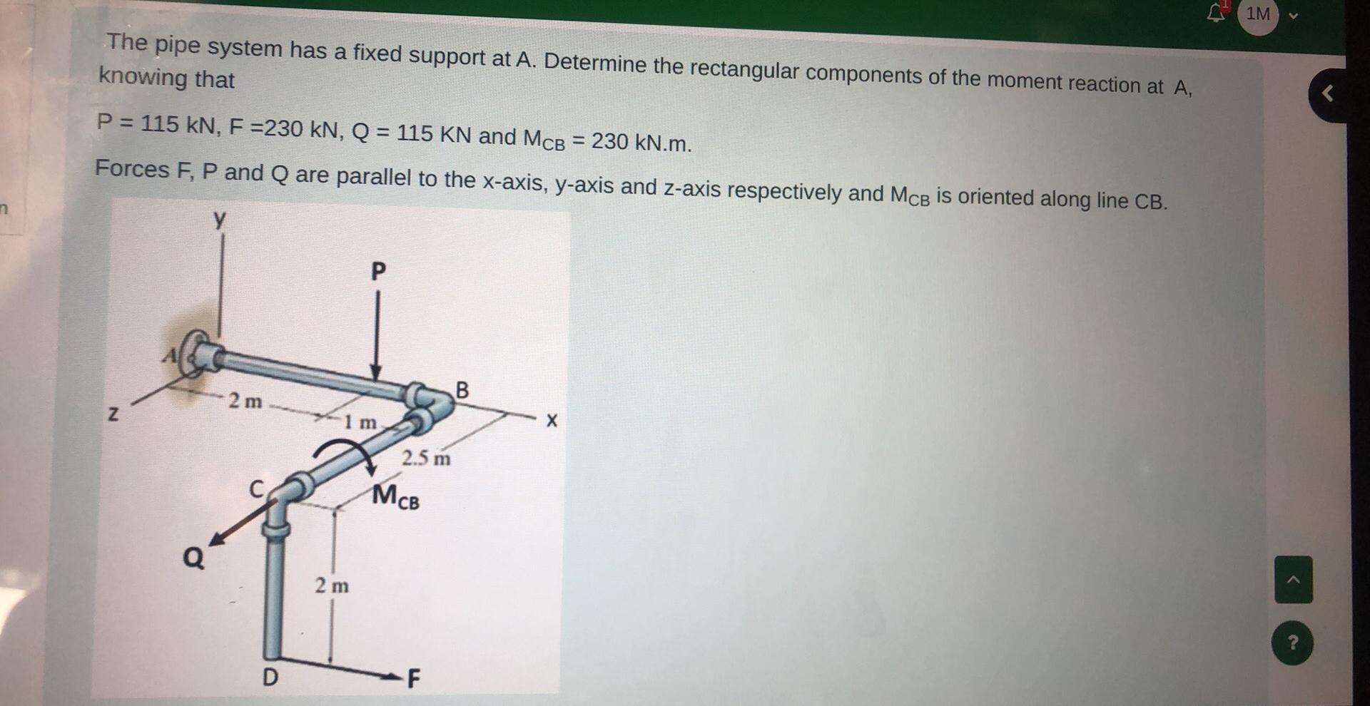 Solved The pipe system has a fixed support at A. ﻿Determine | Chegg.com