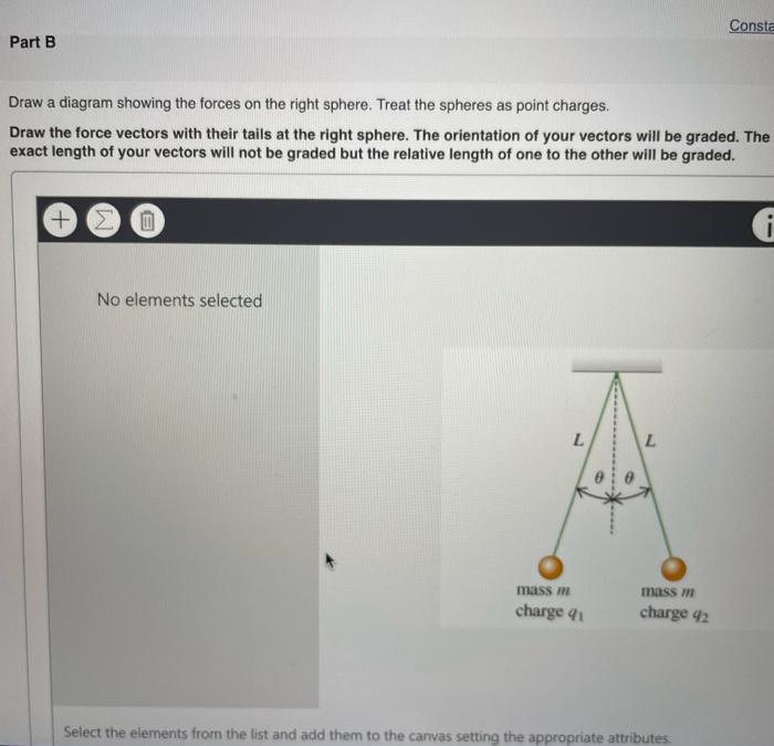 Solved Draw a diagram showing the forces on the left sphere. | Chegg.com
