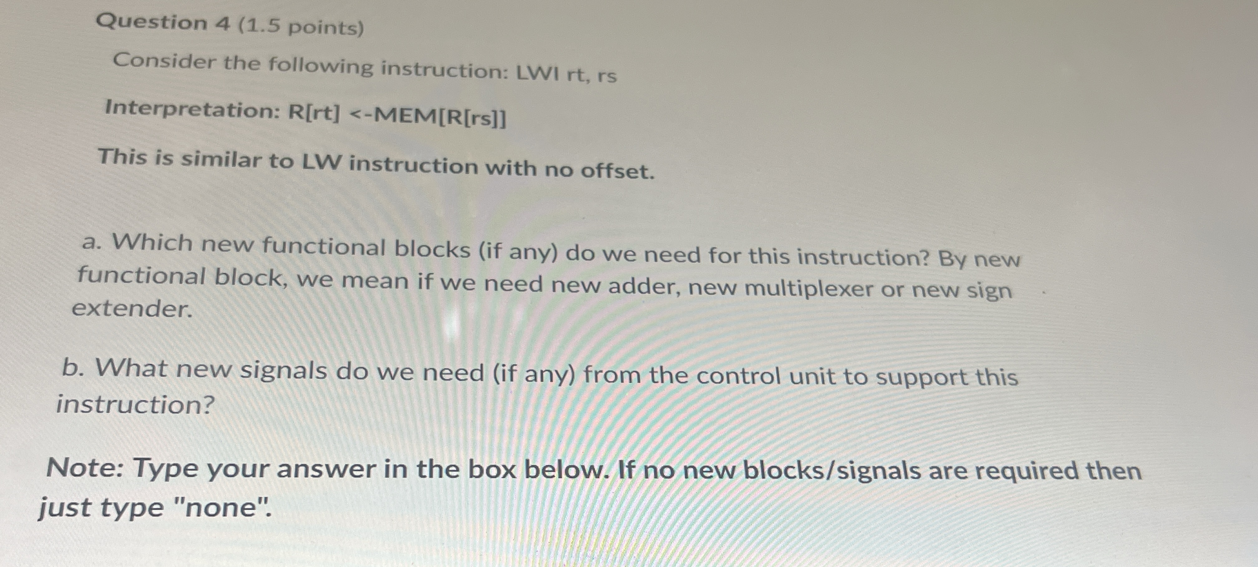 Solved Question 4 (1.5 ﻿points)Consider the following | Chegg.com