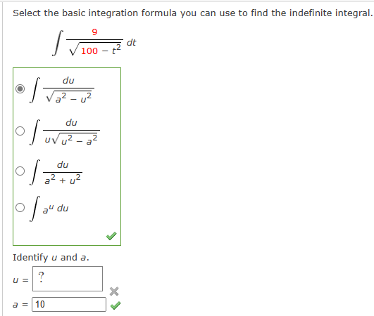 Solved Select the basic integration formula you can use to | Chegg.com