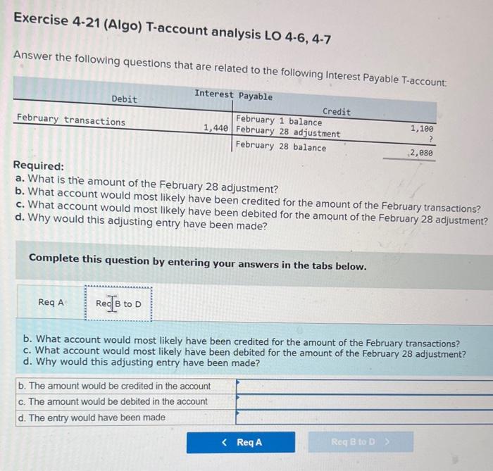 Solved Exercise 4-21 (Algo) T-account analysis LO 4-6, 4-7 | Chegg.com