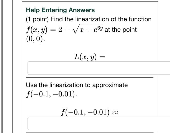 Solved Help Entering Answers (1 point) Find the | Chegg.com