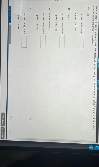 Solved [9010Write an electronic configuration for each of | Chegg.com