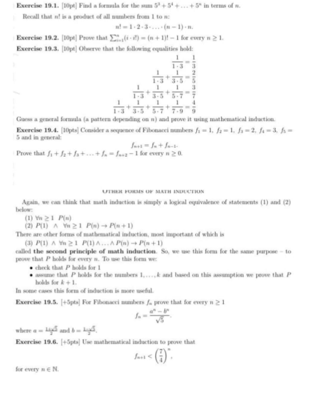 Solved Exercise 19.1. [10pt] Find a formula for the sum | Chegg.com