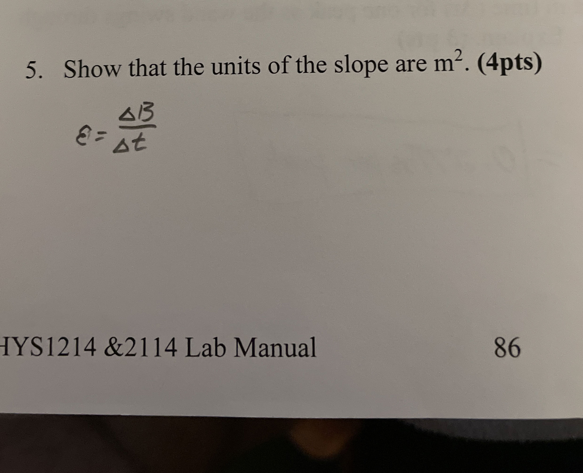 Solved Show that the units of the slope are | Chegg.com