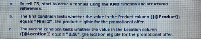 Solved a. b. In cell G5, start to enter a formula using the | Chegg.com