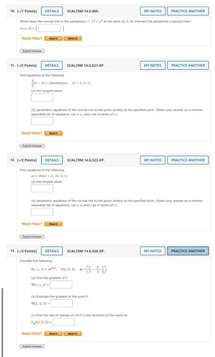 Solved [-11 Points] SCALCSM 14.6065 (x,y,z)=() [−n Points] | Chegg.com