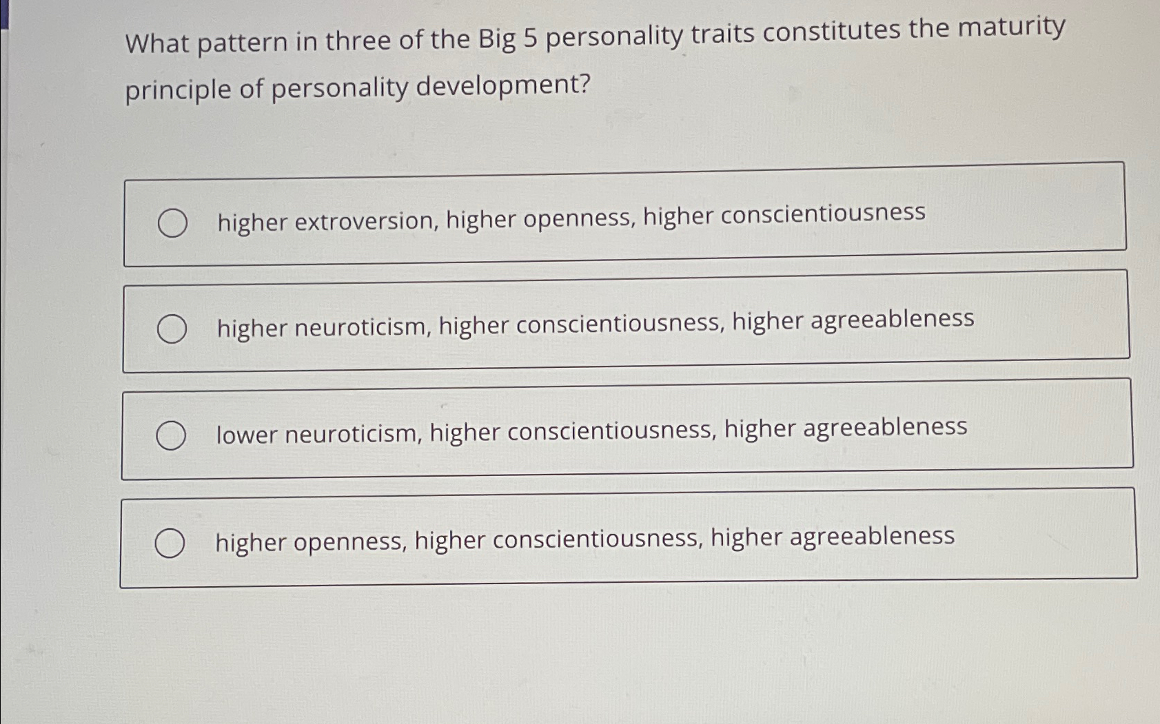 Solved What pattern in three of the Big 5 ﻿personality | Chegg.com