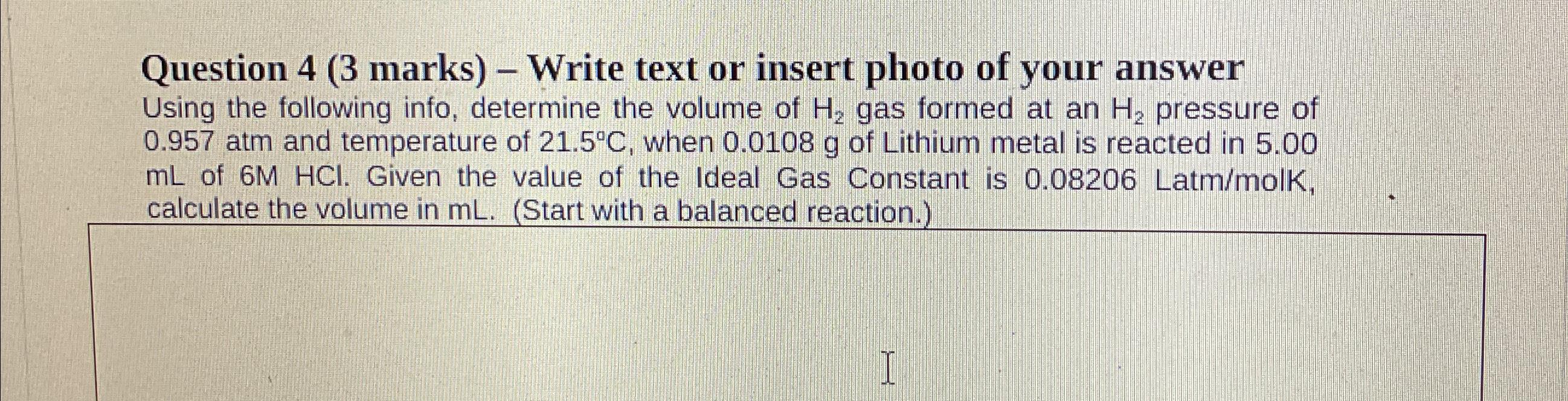 Solved Question 4 (3 ﻿marks) - ﻿Write text or insert photo | Chegg.com