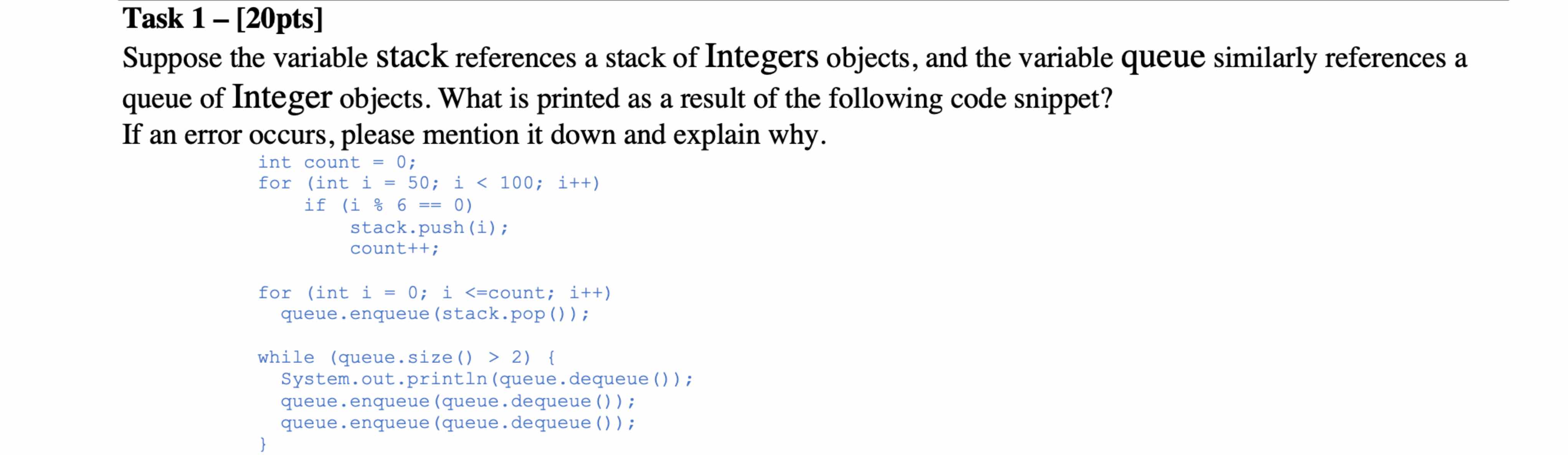 Solved Task 1 20pts Suppose The Variable Stack References 5396