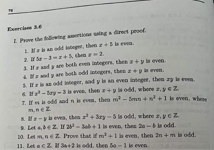 Solved Exercises 3.6 I. Prove the following assertions using | Chegg.com