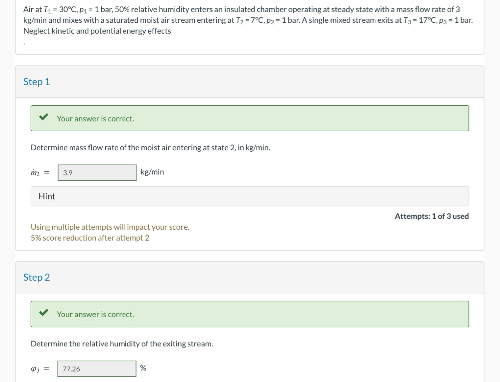 Solved Air at T1=30°C,p1=1bar ,50% ﻿relative humidity enters | Chegg.com