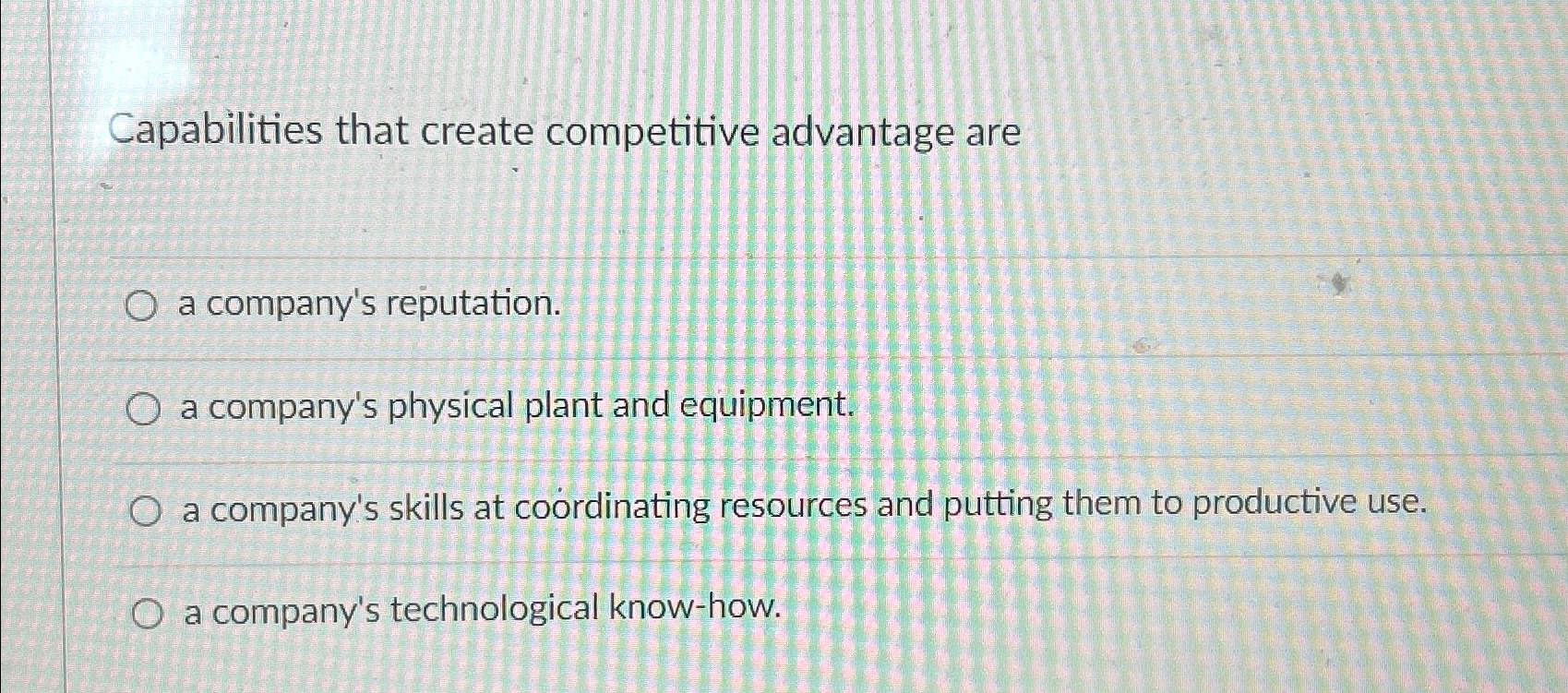 Solved Capabilities that create competitive advantage area | Chegg.com