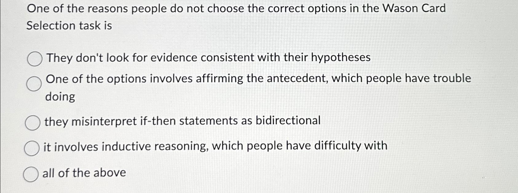 Solved One of the reasons people do not choose the correct | Chegg.com