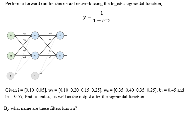 Solved Perform a forward run for this neural network using | Chegg.com