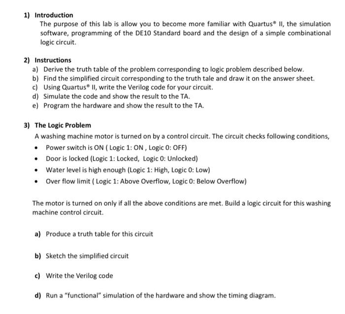 Solved 1) Introduction The purpose of this lab is allow you | Chegg.com