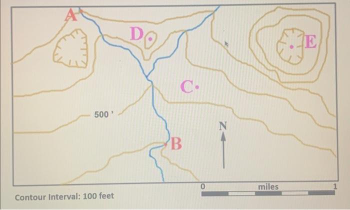 Solved Based on the map given, what is the elevation of | Chegg.com