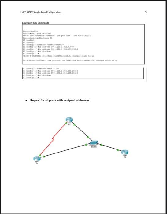 Solved Lab2 O5pf Single Area Configuration 1 Selecting