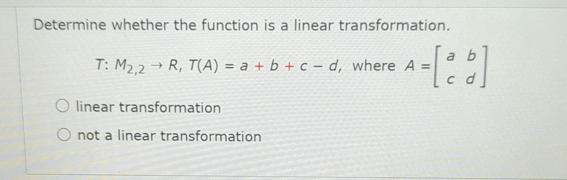 Solved Determine whether the function is a linear | Chegg.com
