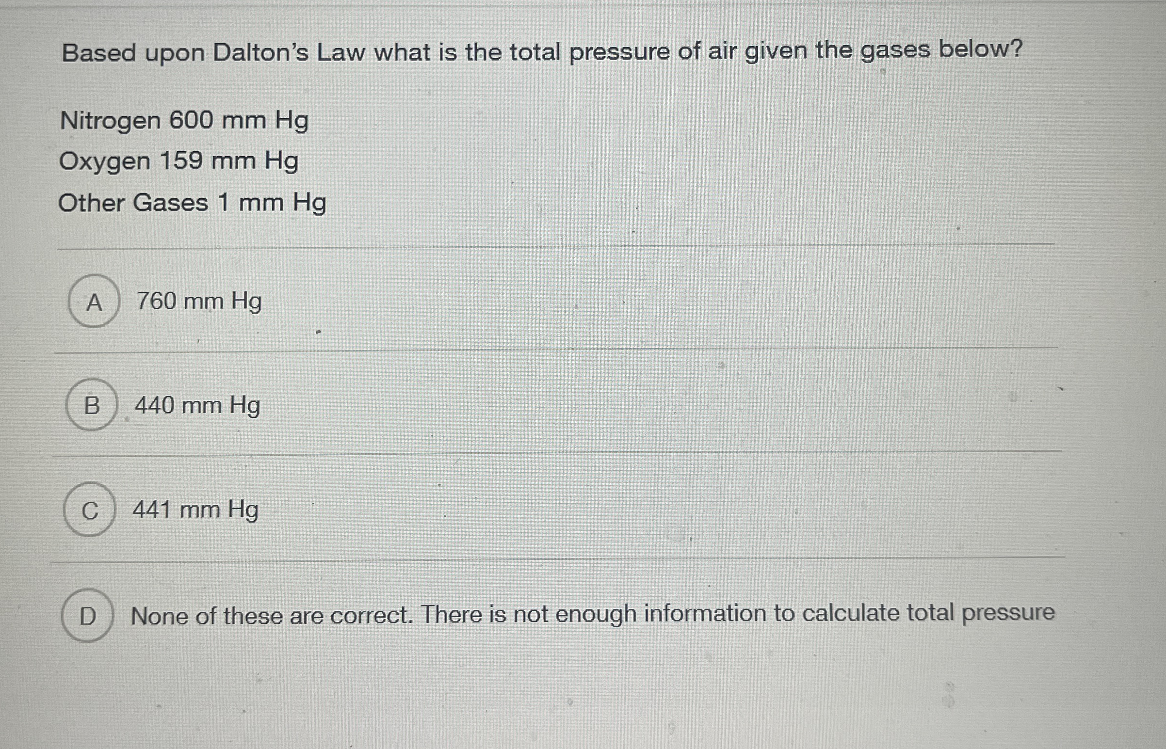 Solved Based upon Dalton's Law what is the total pressure of | Chegg.com