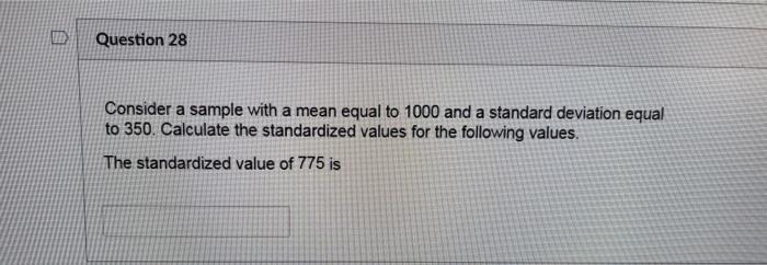 Solved Consider a sample with a mean equal to 1000 and a | Chegg.com