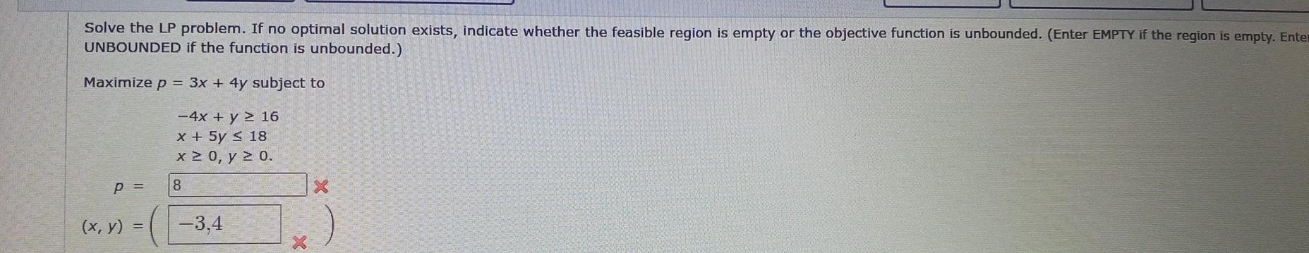 Solved Solve the LP problem. If no optimal solution exists, | Chegg.com