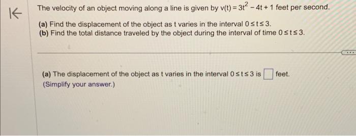 Solved The velocity of an object moving along a line is | Chegg.com