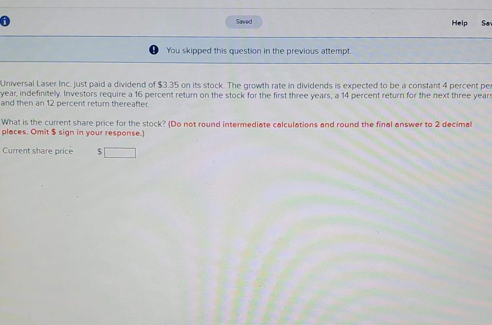 Solved (1) You skipped this question in the previous | Chegg.com