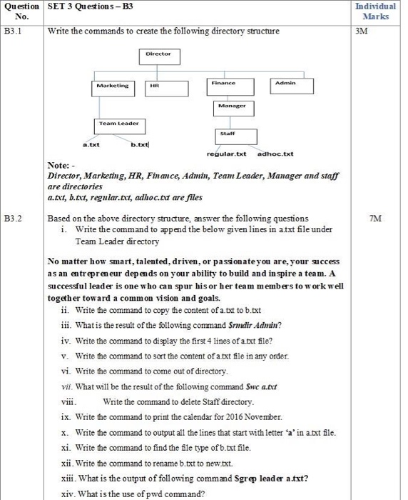 Solved Question SET 3 Questions - B3 No. B3.1 Write the | Chegg.com