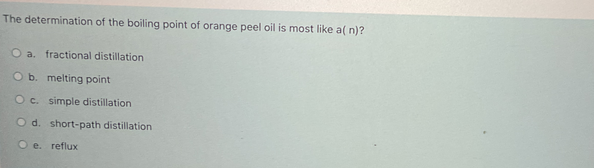 Solved The determination of the boiling point of orange peel | Chegg.com